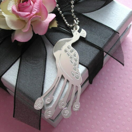 Bespoke Engraved Peacock Necklace Inspired by Wedding Invite - House of ...