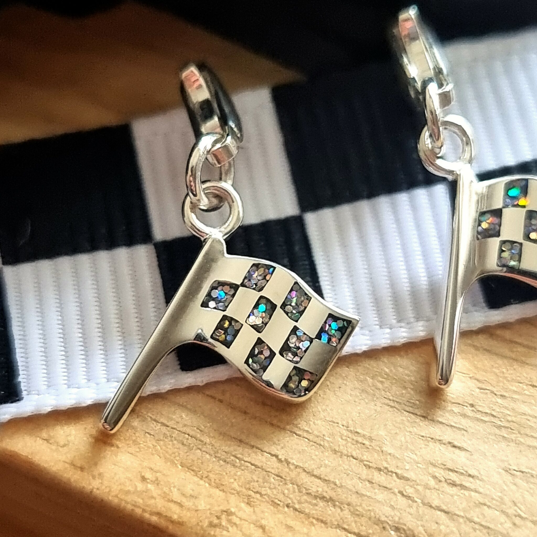 Mini Glitter Enamel Flag Charm in Sterling Silver - House of Alyssa Smith