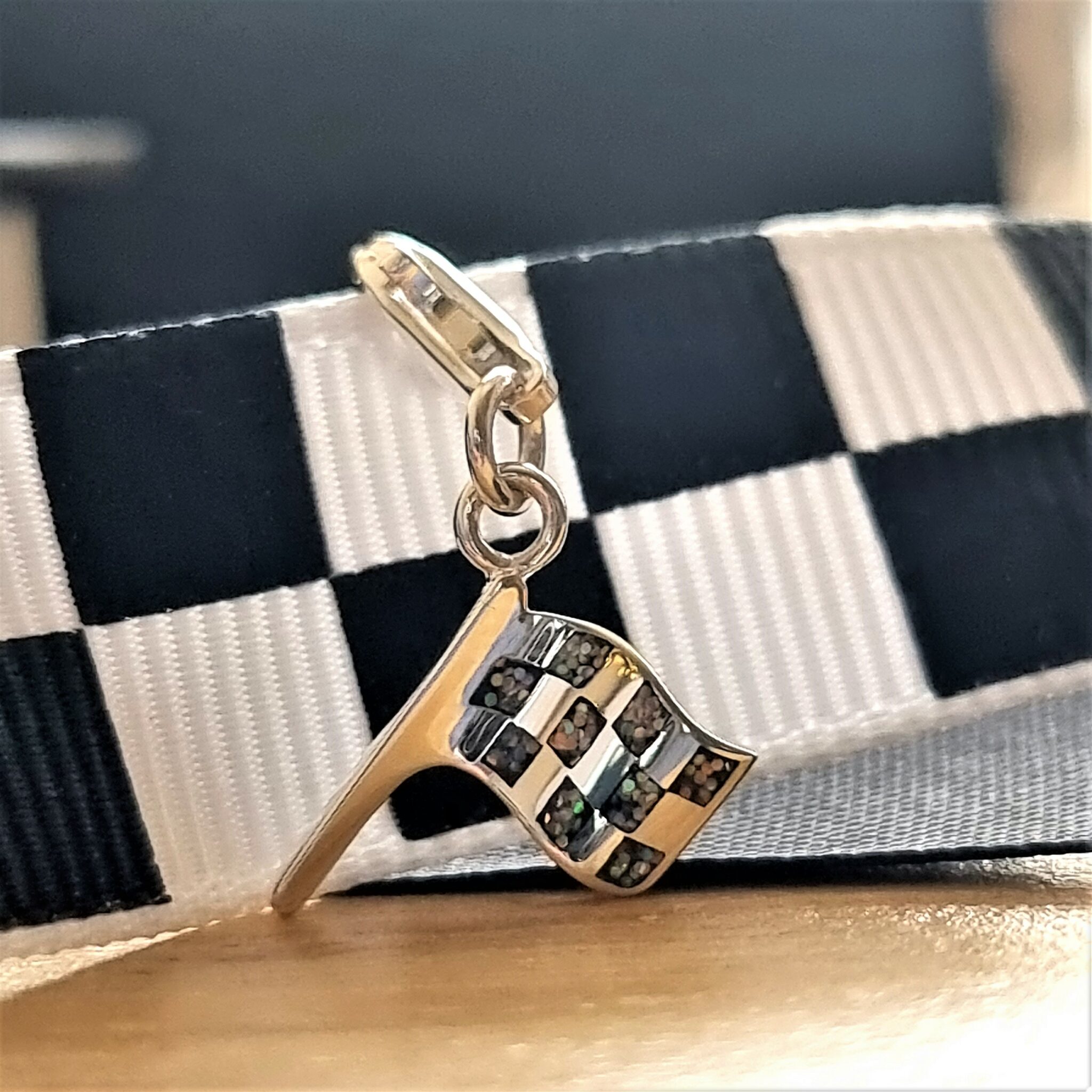Mini Glitter Enamel Flag Charm in Sterling Silver - House of Alyssa Smith