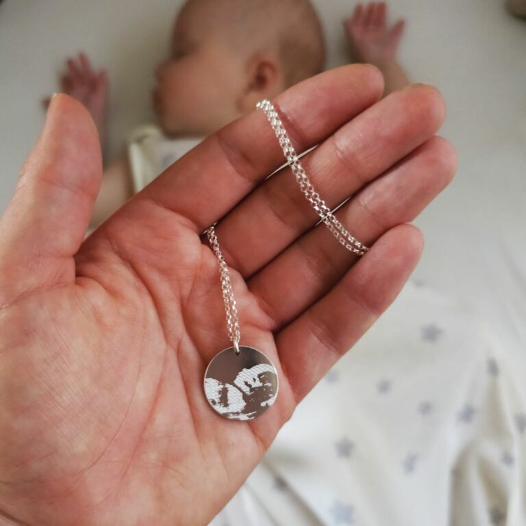 Engraved Baby Scan Necklace in Sterling Silver - Upload Your Own Scan ...