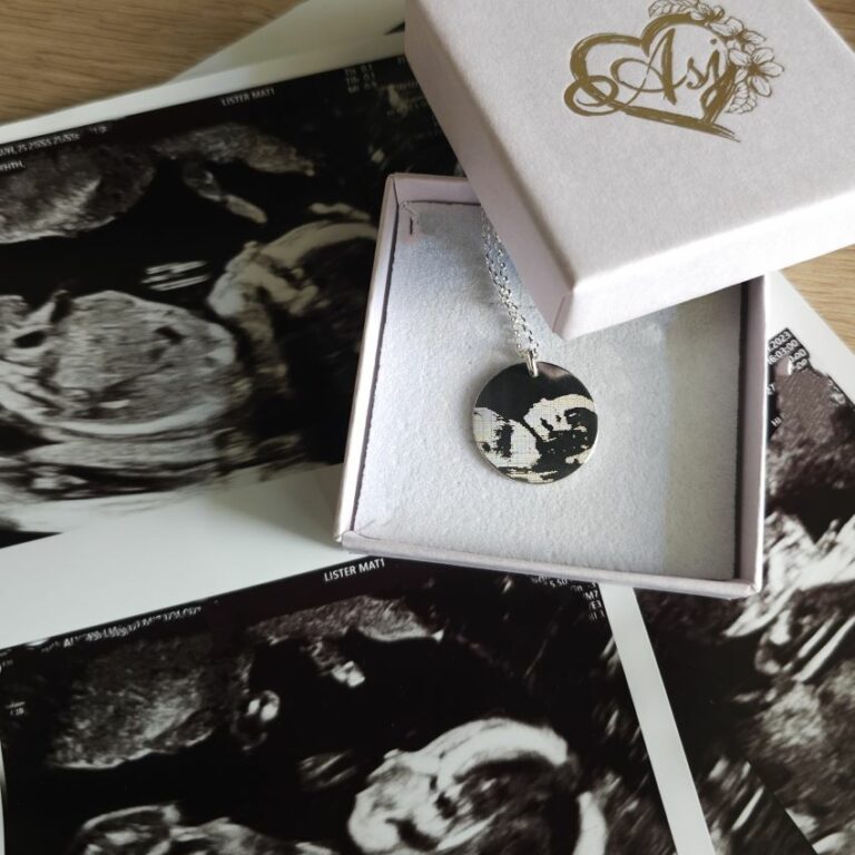 Engraved Baby Scan Necklace in Sterling Silver - Upload Your Own Scan ...