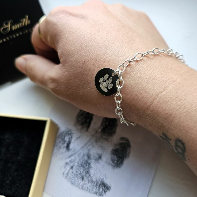 Engraved Paw Print Bracelet in Sterling Silver – Upload Your Image ...