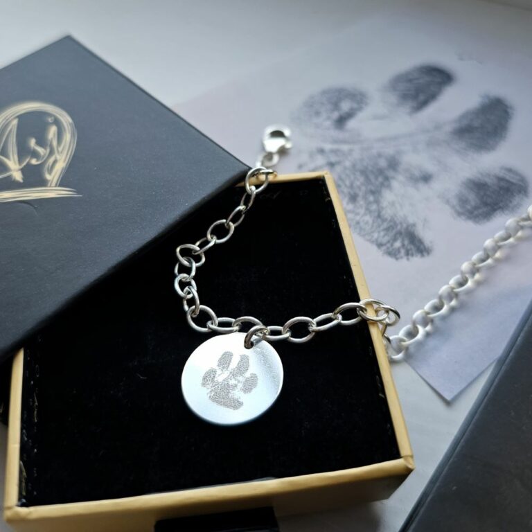 Engraved Paw Print Bracelet in Sterling Silver – Upload Your Image ...