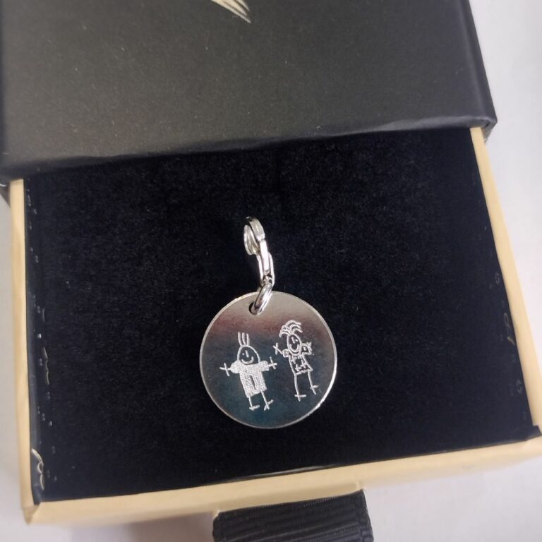 Engraved Children's Drawing Charm in Sterling Silver – Upload Your ...