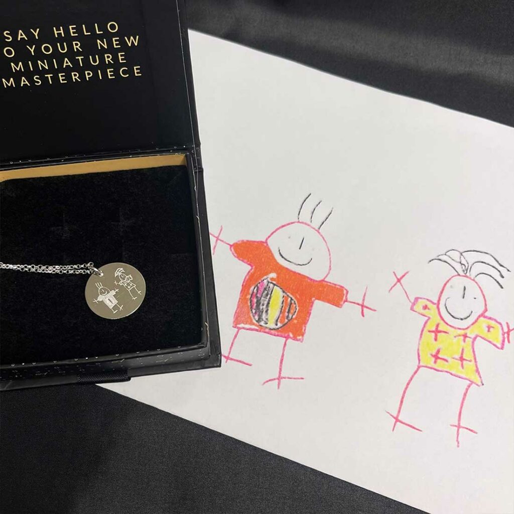 Engraved Children's Drawing Necklace in Sterling Silver – Upload Your ...