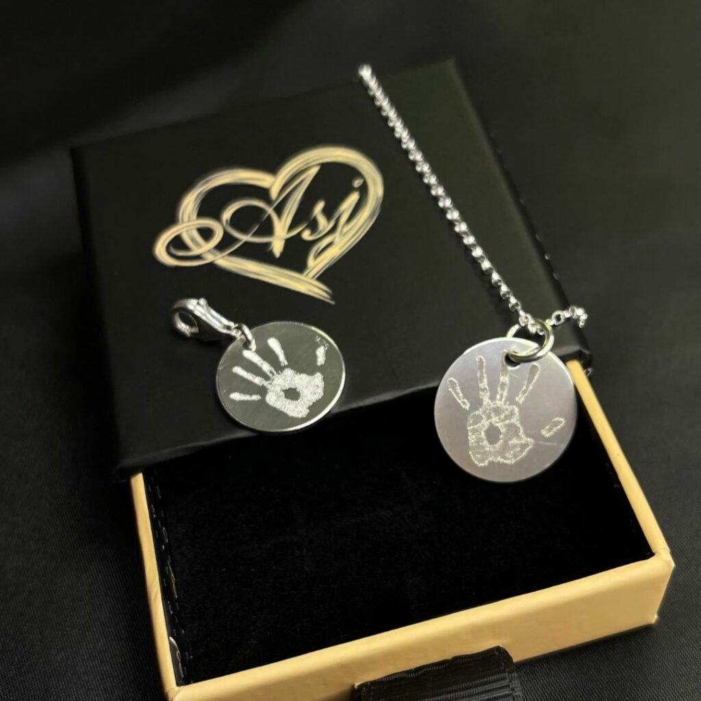 Engraved Handprint Charm in Sterling Silver – Upload Your Image ...