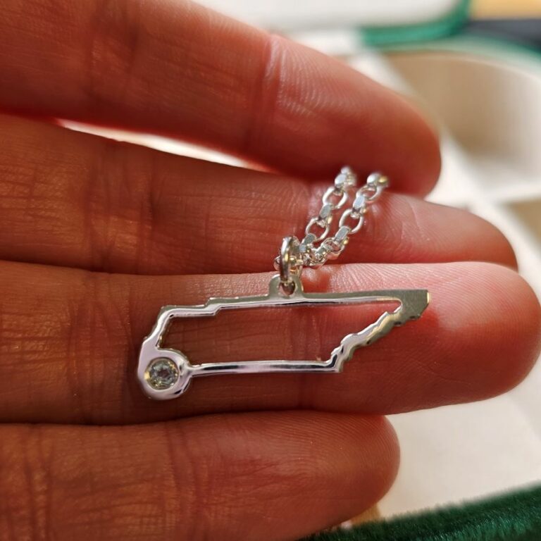 Bespoke Tennessee State Outline Necklace with Aquamarine Stone - House ...