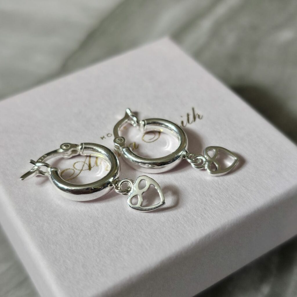 Gorgeous Infinity Heart Hinged Huggie Hoops in Sterling Silver - House ...