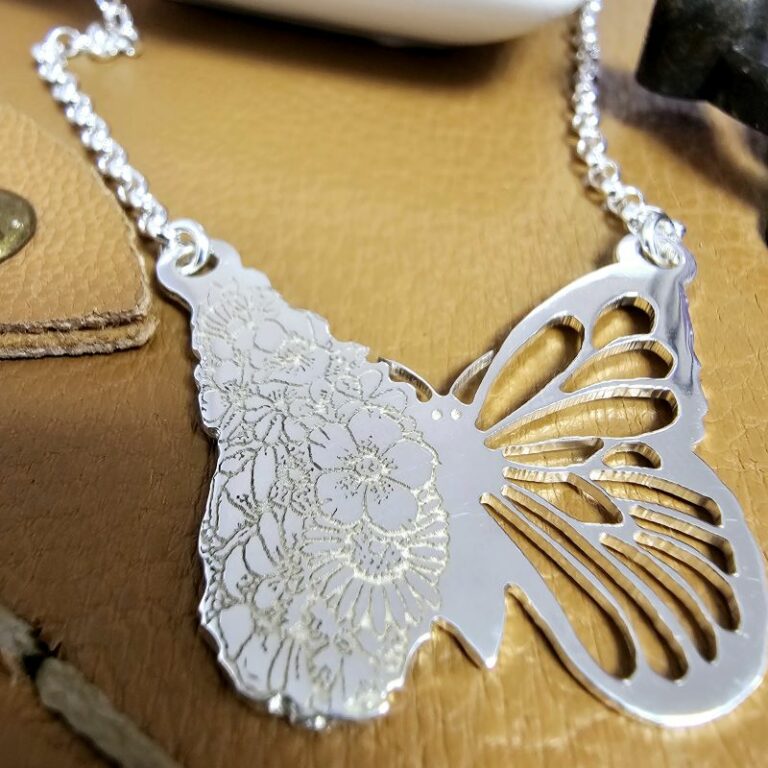 Bespoke Engraved Butterfly Necklace in Sterling Silver - House of ...