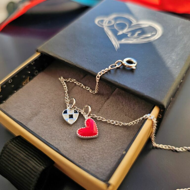 Ferrari Inspired Tiny Chequered Heart Necklace in Sterling Silver ...