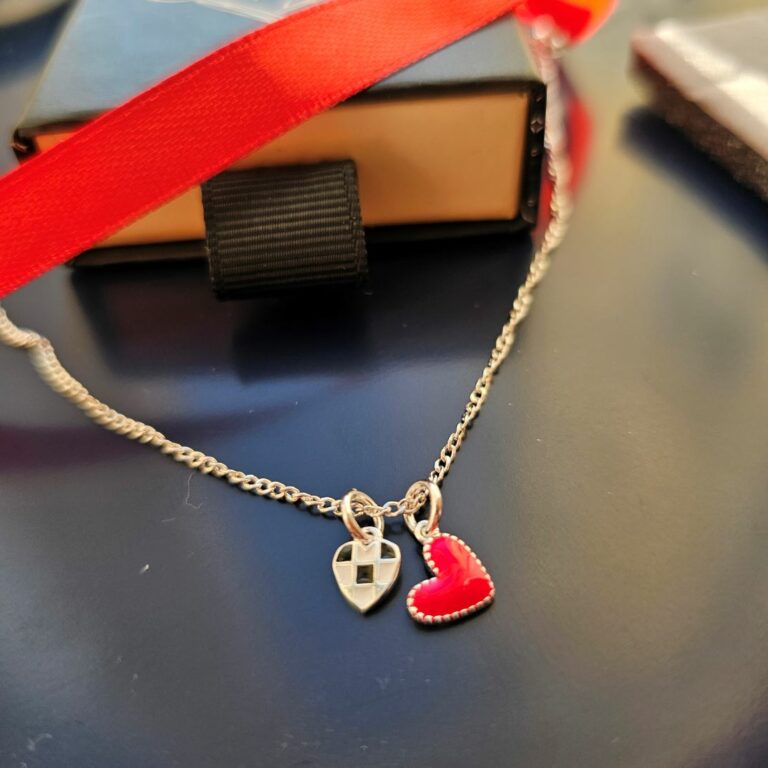 Ferrari Inspired Tiny Chequered Heart Necklace in Sterling Silver ...