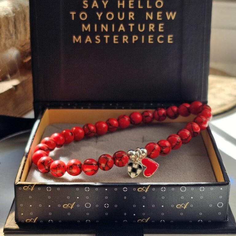 Ferrari Inspired Enamel Chequered Heart Stretchy Gemstone Bracelet ...