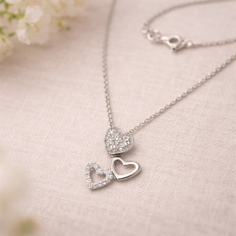 Sparkling Cascade Trio Hearts Necklace in Sterling Silver - 3 Day ...