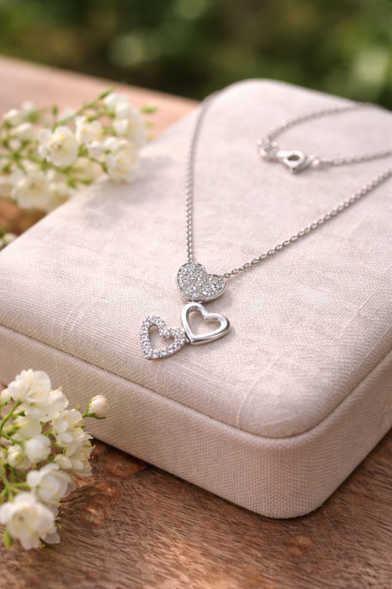 Sparkling Cascade Trio Hearts Necklace in Sterling Silver - 3 Day ...